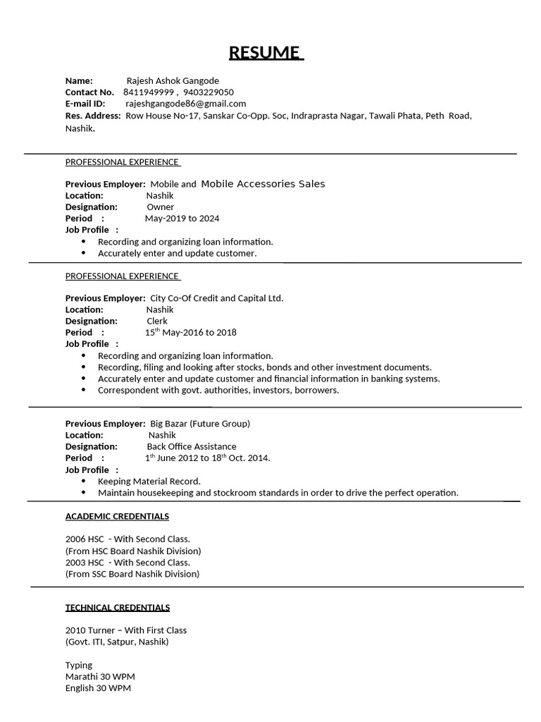 Resume: Mobile Accessories Sales | PDF