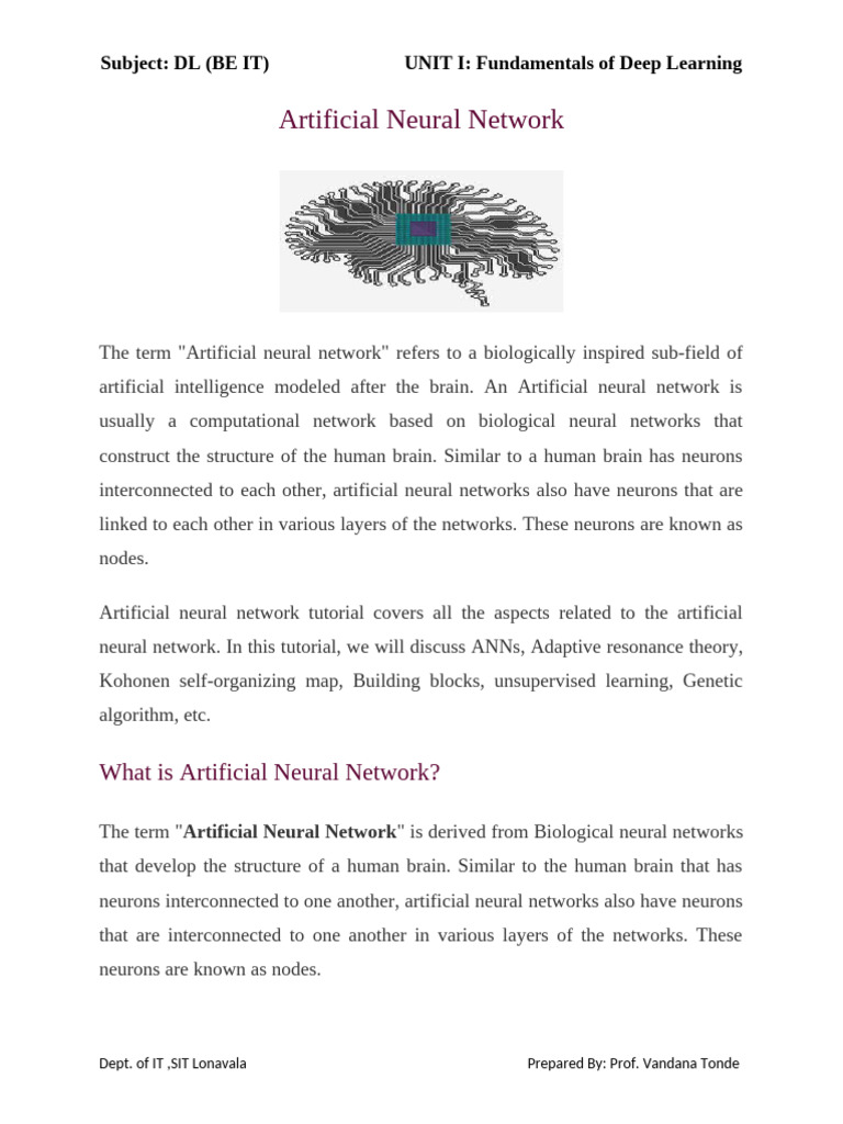 Unit I_Fundamental of Deep Learning | PDF | Deep Learning | Neuron