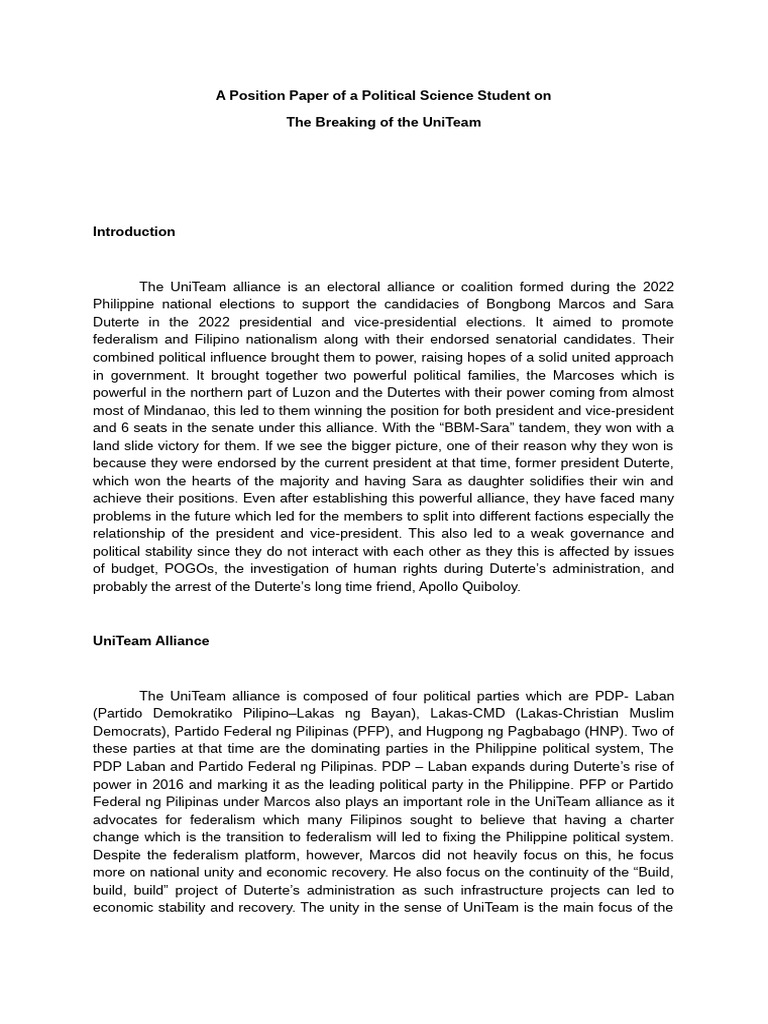 The Rise and Fall of UniTeam Alliance | PDF | Rodrigo Duterte | Government