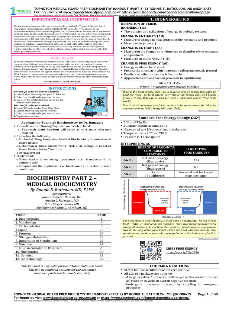 Biochemistry Main Handout Part 2 Oct 2022 | PDF | Adenosine ...