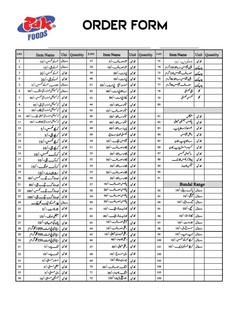 Order Form PDF | PDF