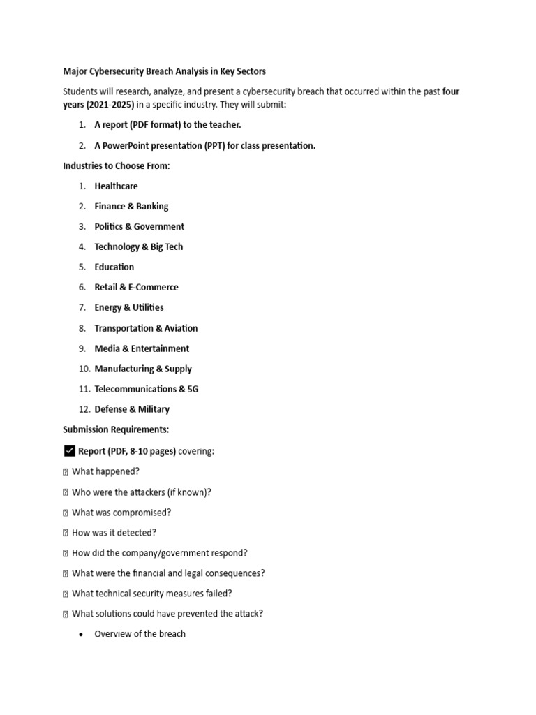 Cybersecurity Breach Analysis | PDF