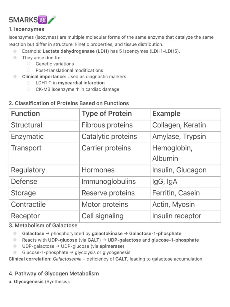 5marks ? | PDF | Glycogen | Phosphorylation