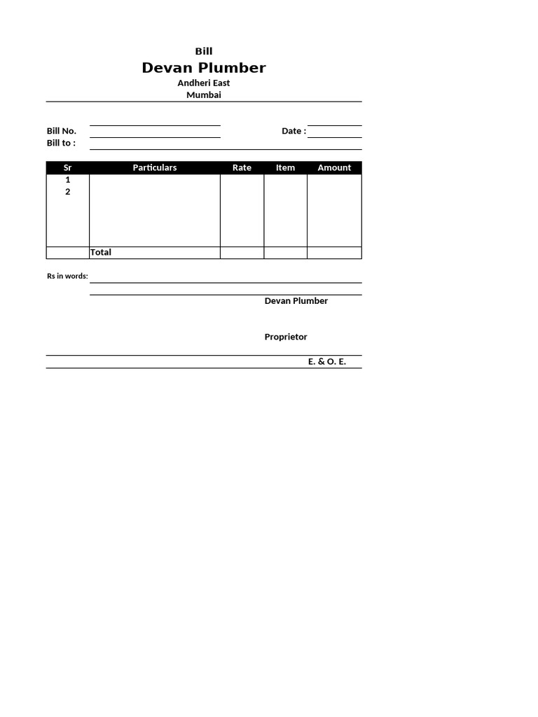 Bills Format | PDF