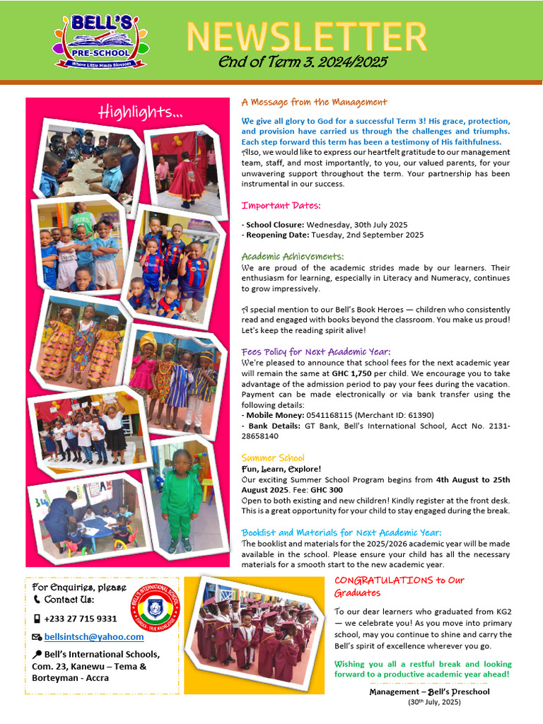 Term 3 Highlights & Summer School Info | PDF | Learning