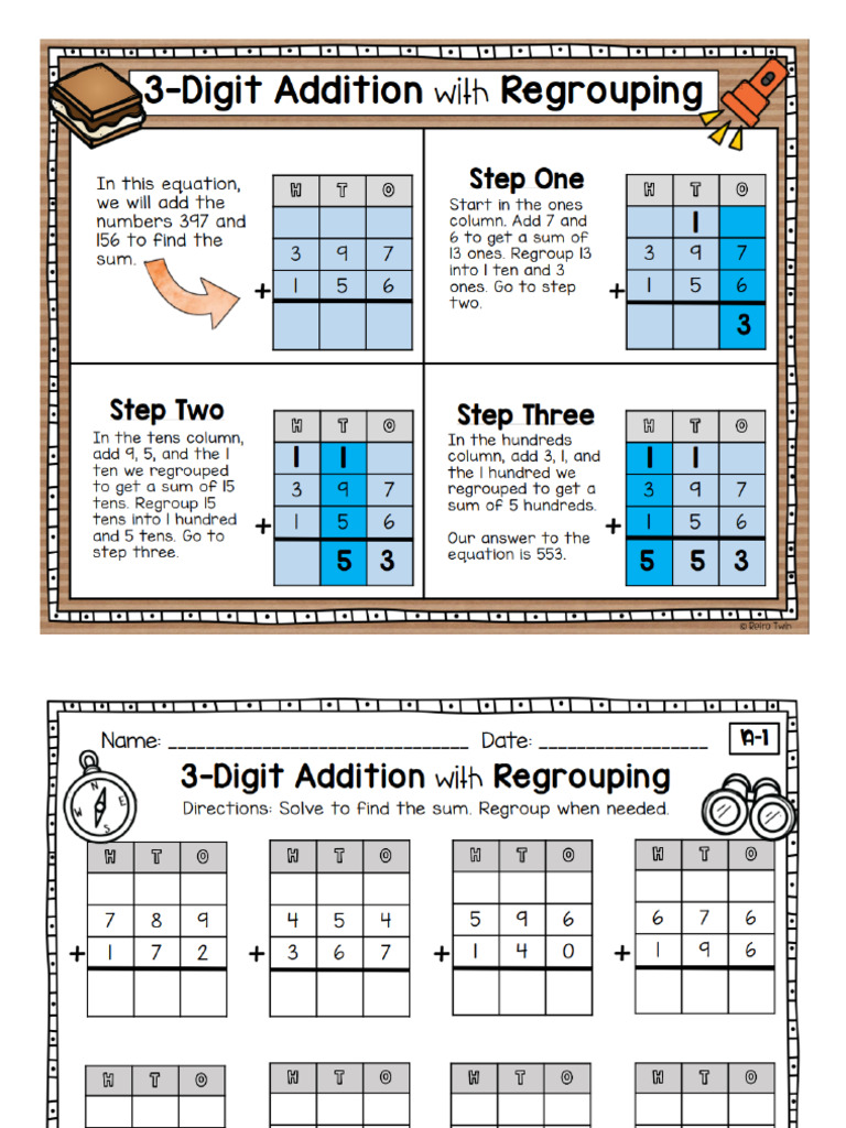 Addition and Subtraction 3-Digit With Regrouping | PDF