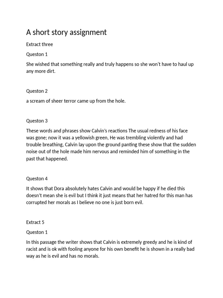 Short Story Analysis and Character Insights | PDF