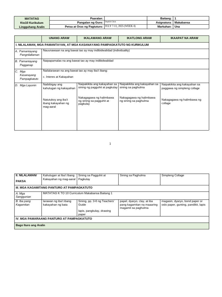 Makabansa DLL 1 q1 w4 | PDF