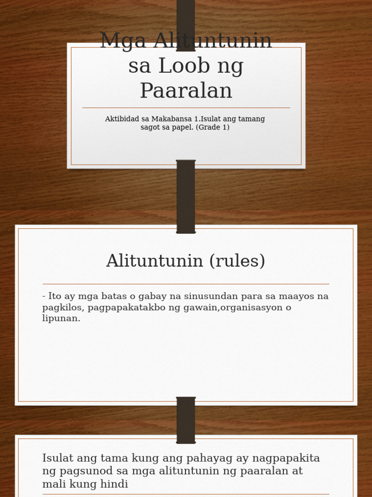 Mga Alituntunin Sa Loob Ng Paaralan Activity | PDF