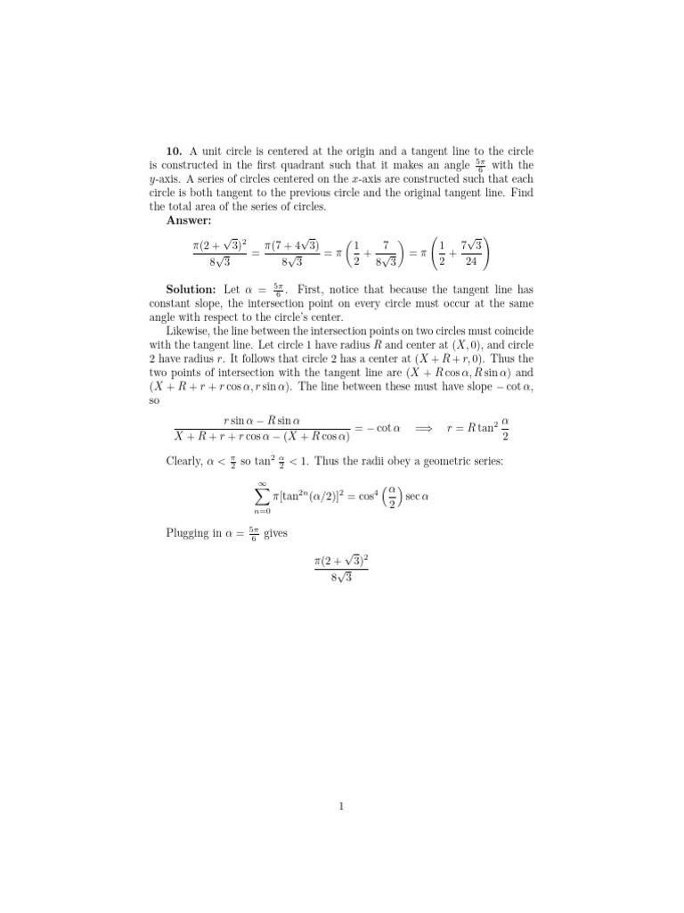 Geometric Series of Tangent Circles | PDF
