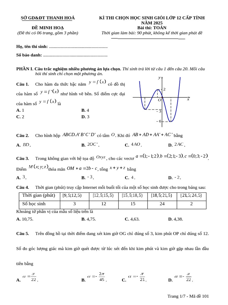 Phu-Luc-2 - Toán - de Minh Hoa HSG 12 - Nam Hoc 2024 - 2025 | PDF