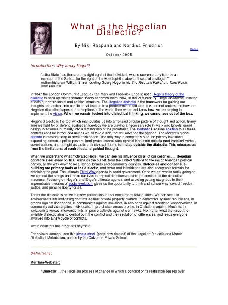 Hegelian Dialectic | PDF | Dialectic | Georg Wilhelm Friedrich Hegel