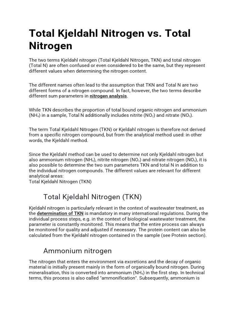 Perhitungan Analisa Total N Kjeldahl | PDF | Nitrate | Ammonium
