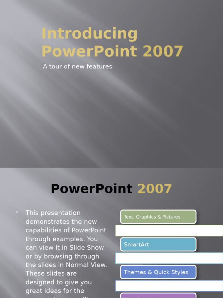Introducing PowerPoint 2007 | PDF | Microsoft Power Point | Microsoft Excel