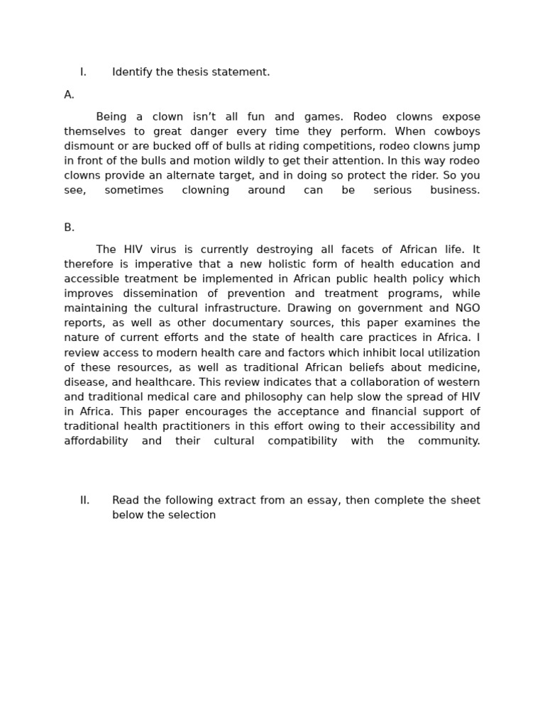 Identify the thesis statement | PDF