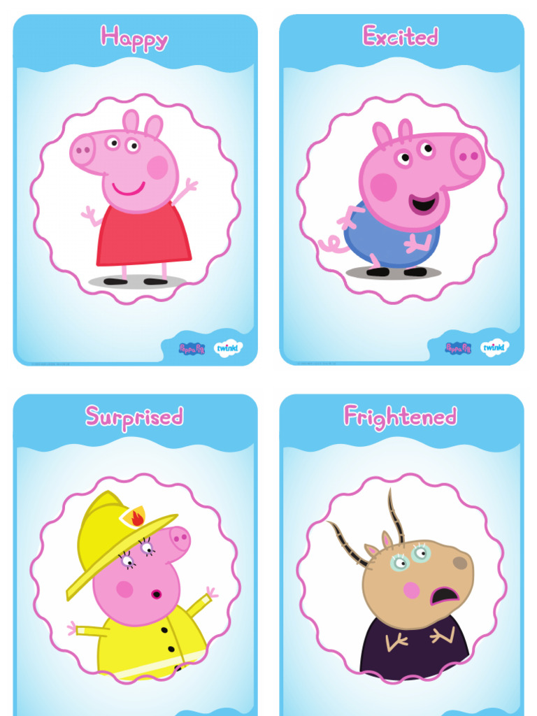 Peppa Pig Emotions Cards 2 Per A4 | PDF
