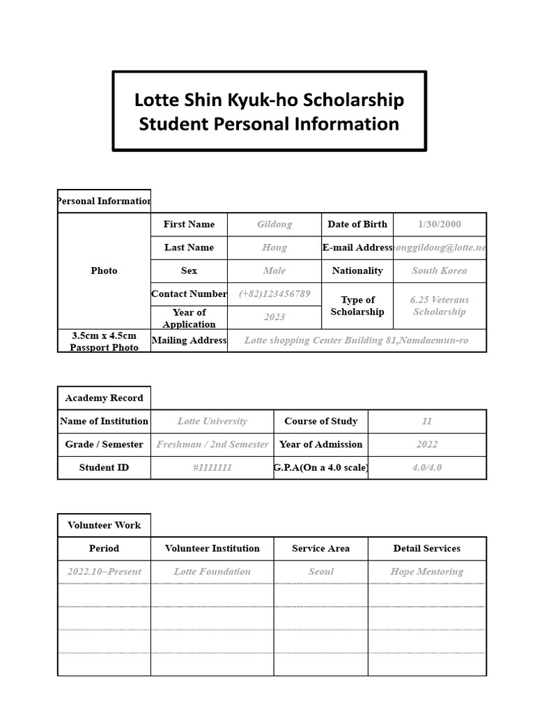 2. Personal Information Submission Form.xlsx - Google Sheets | PDF
