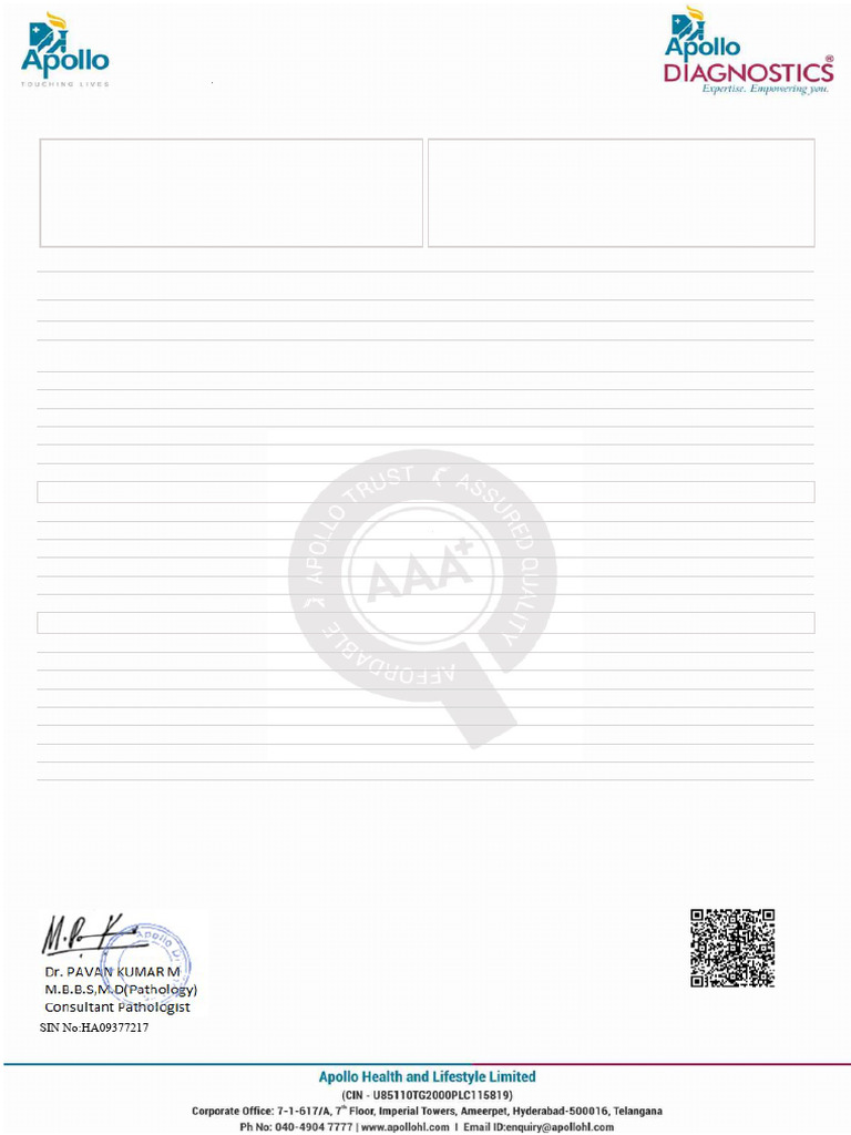 Apollo Lab Test Sriranga 20250724 | PDF | Medical Specialties ...