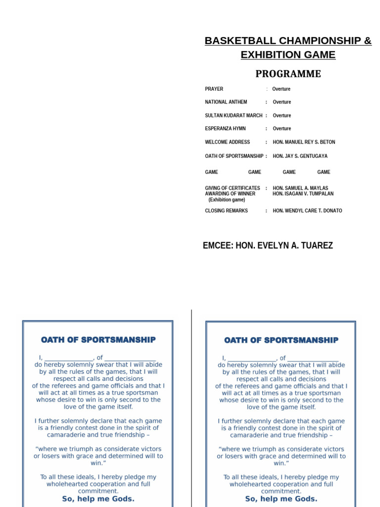 Basketball Opening Ceremony Program | PDF