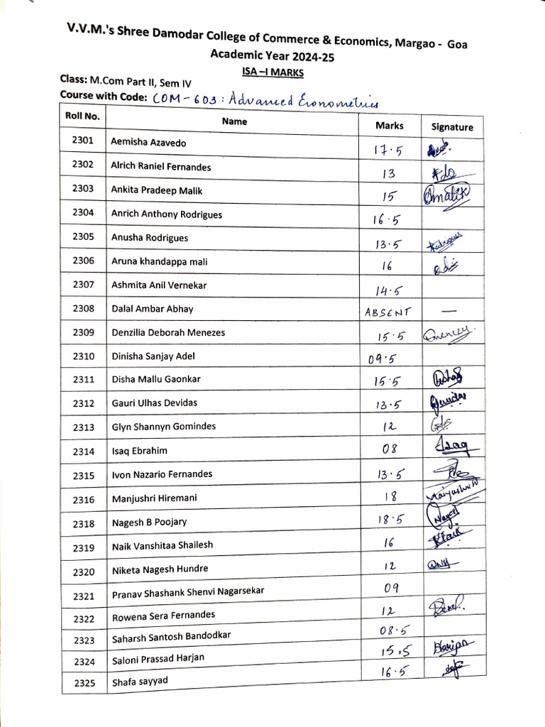 Final ISA Marks - Advanced Econometrics | PDF