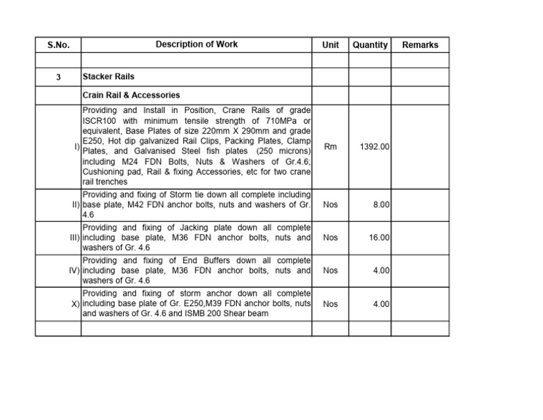 Crane Rail Installation Specifications | PDF