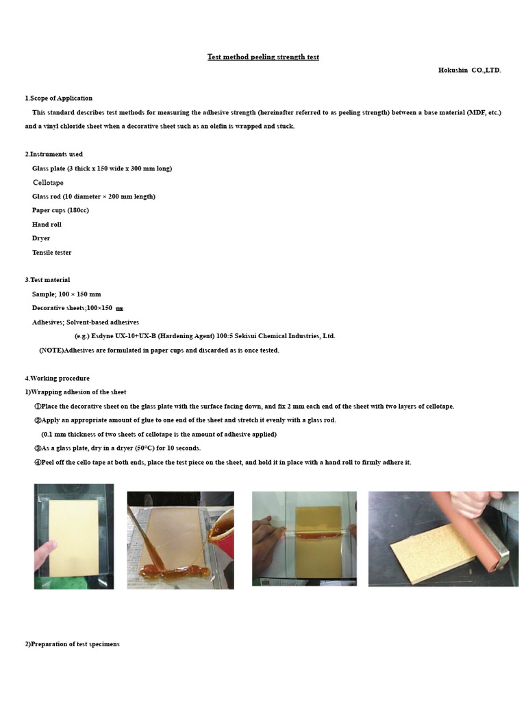 Peeling Strength Test Method | PDF | Adhesive | Ultimate Tensile Strength
