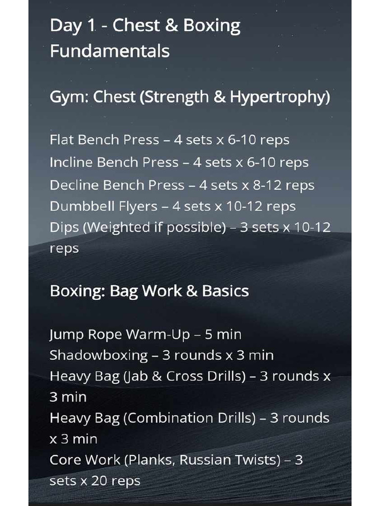 Gym-Boxing Workout Schedule | PDF