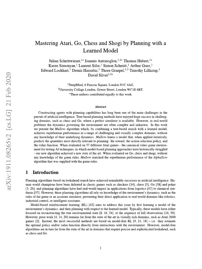 Mu Zero Paper | PDF
