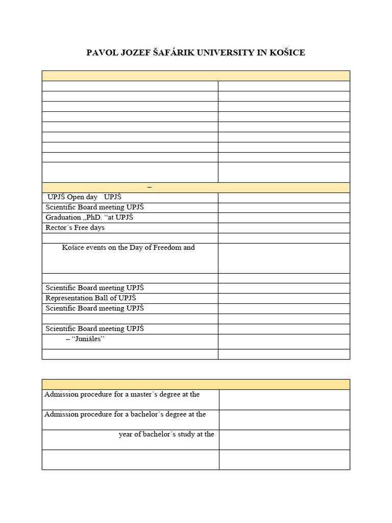 UPJŠ Academic Calendar 2025/2026 | PDF | Academic Term | Qualifications