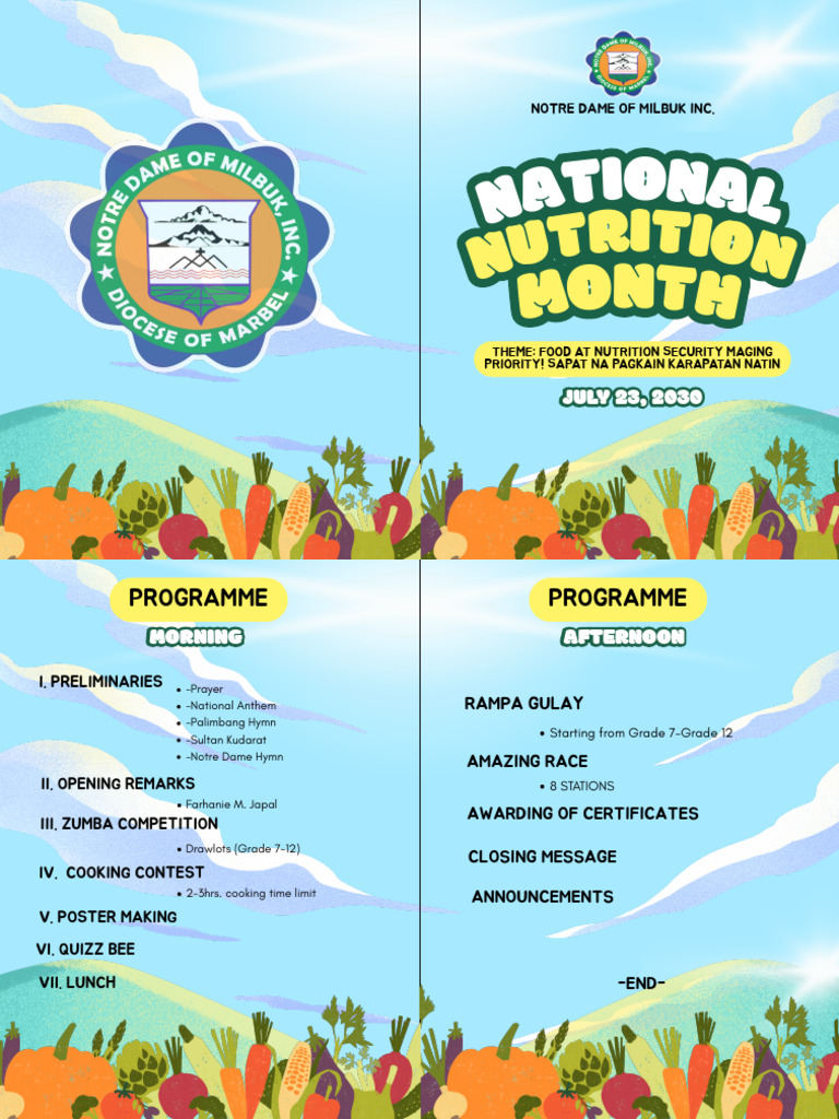 Nutrition Month Celebration Education Poster Tarpaulin in Colorful Cute ...