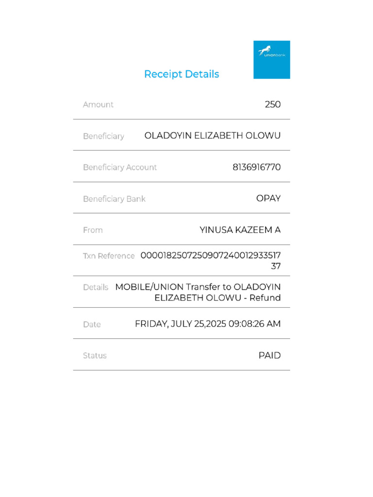 UnionMobile Receipt | PDF