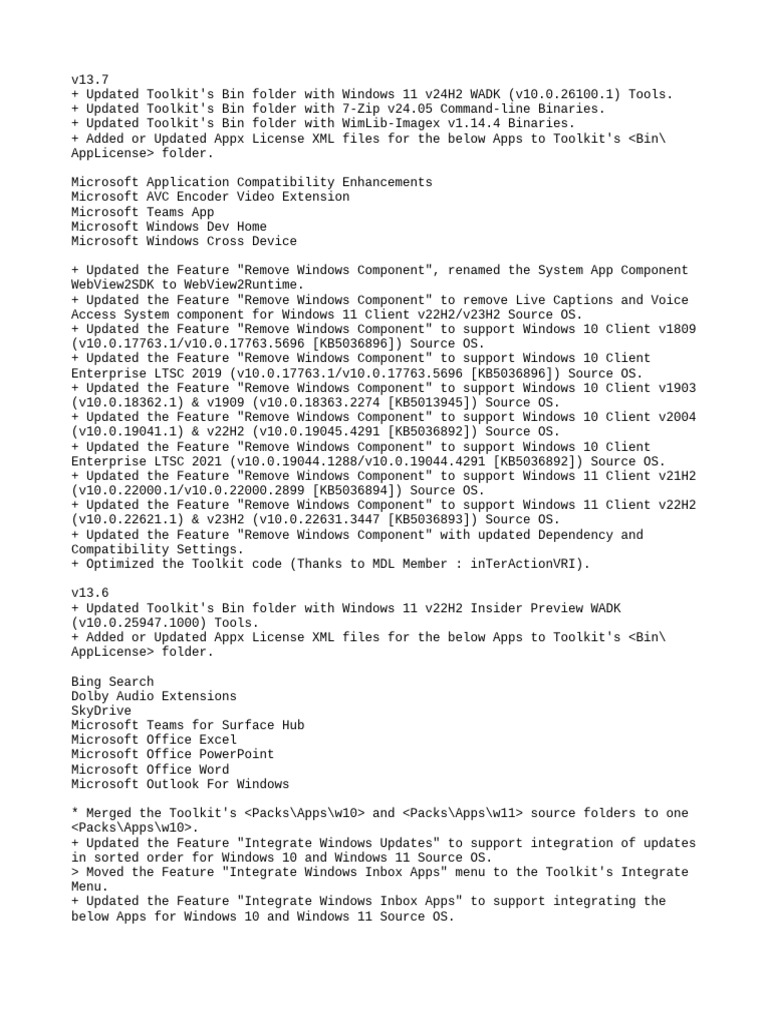 MSMG Toolkit v13.7 Updates Summary | PDF | Microsoft Windows | Windows 7