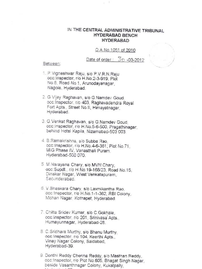 Cat Order 1051 (2010) | PDF | Supreme Court Of India | Government Of India