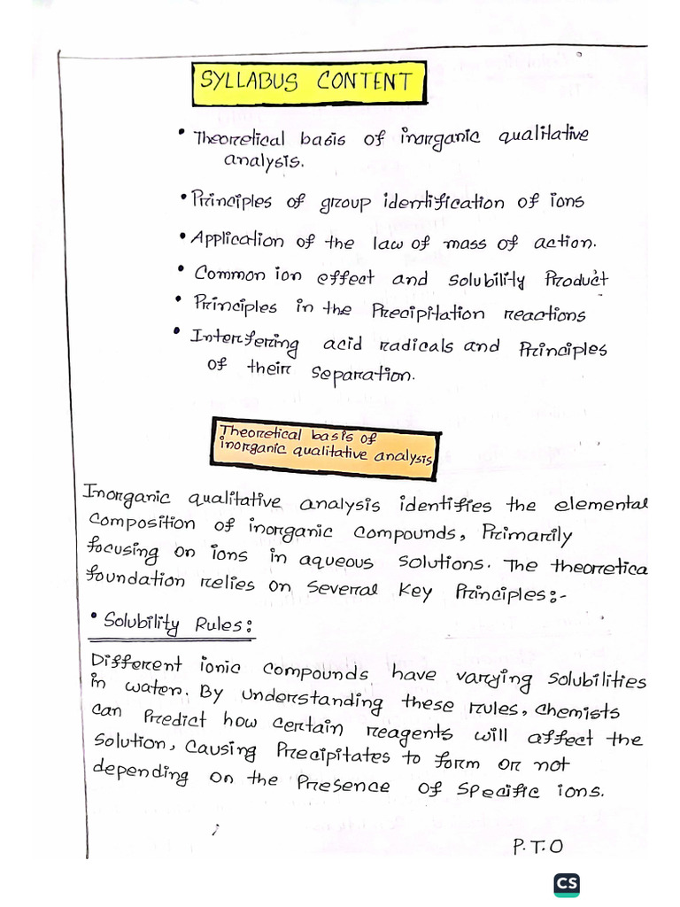 Tushi's Inorganic Analysis Note | PDF
