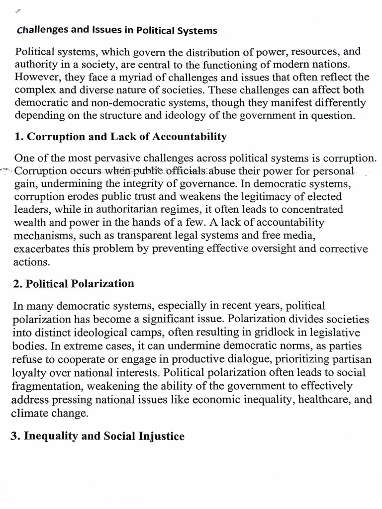 Challenges and Issues of Political Systems+ Course Outline | PDF