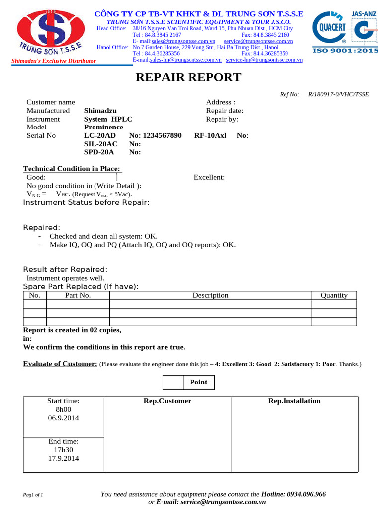 Shimadzu HPLC Repair Report | PDF