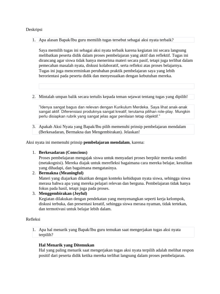 Deskripsi, Refleksi Modul 1 | PDF