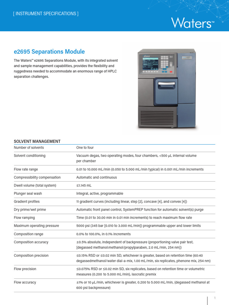 Waters Specification e2695SeparationsModuleInstrumentSpecification ...