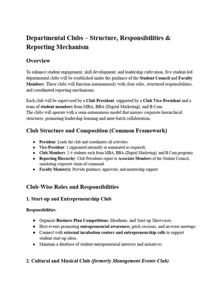 Student-Led Club Structure & Activities | PDF | Startup Company | Small ...