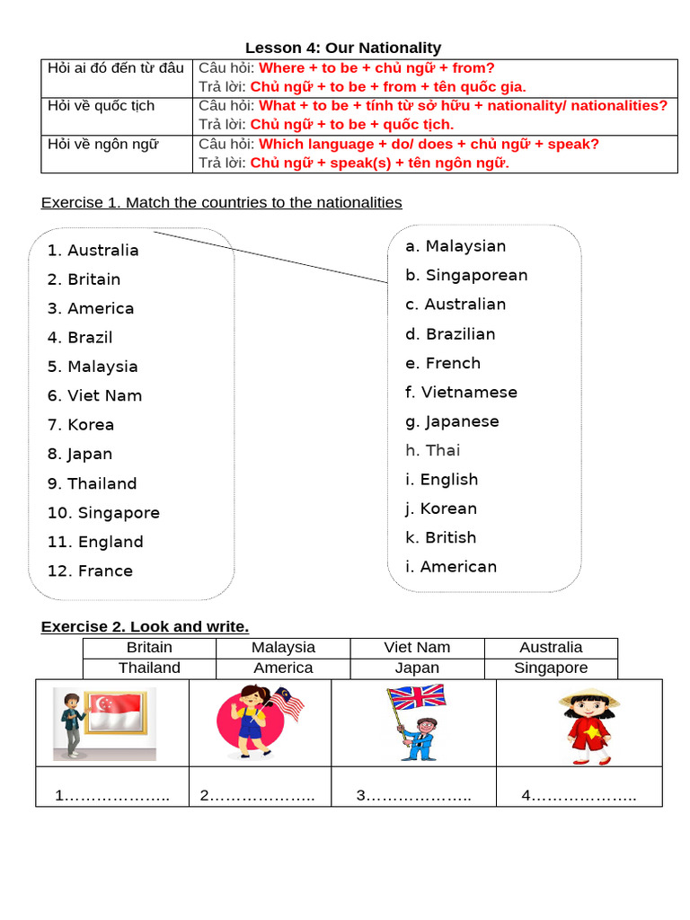 Lesson 4 - Our Nationality | PDF | Vietnam