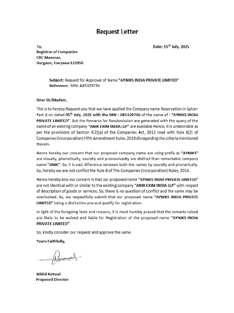 Signed Request Letter | PDF