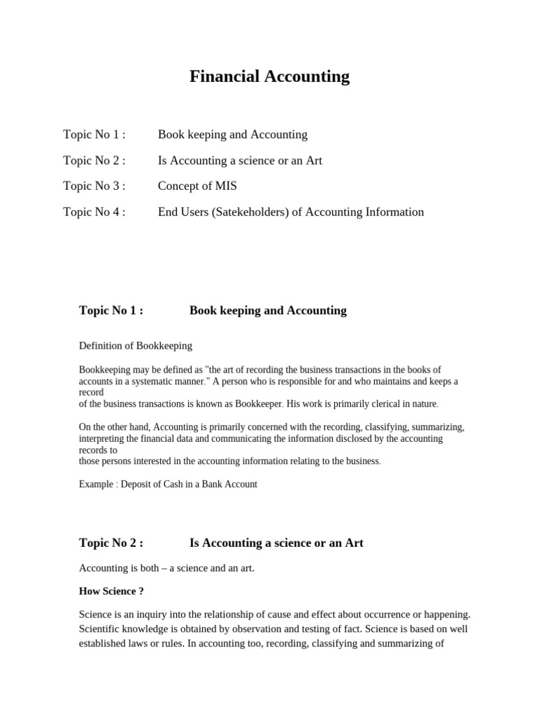 Lecture 1.2 Basics of FA | PDF | Science | Bookkeeping