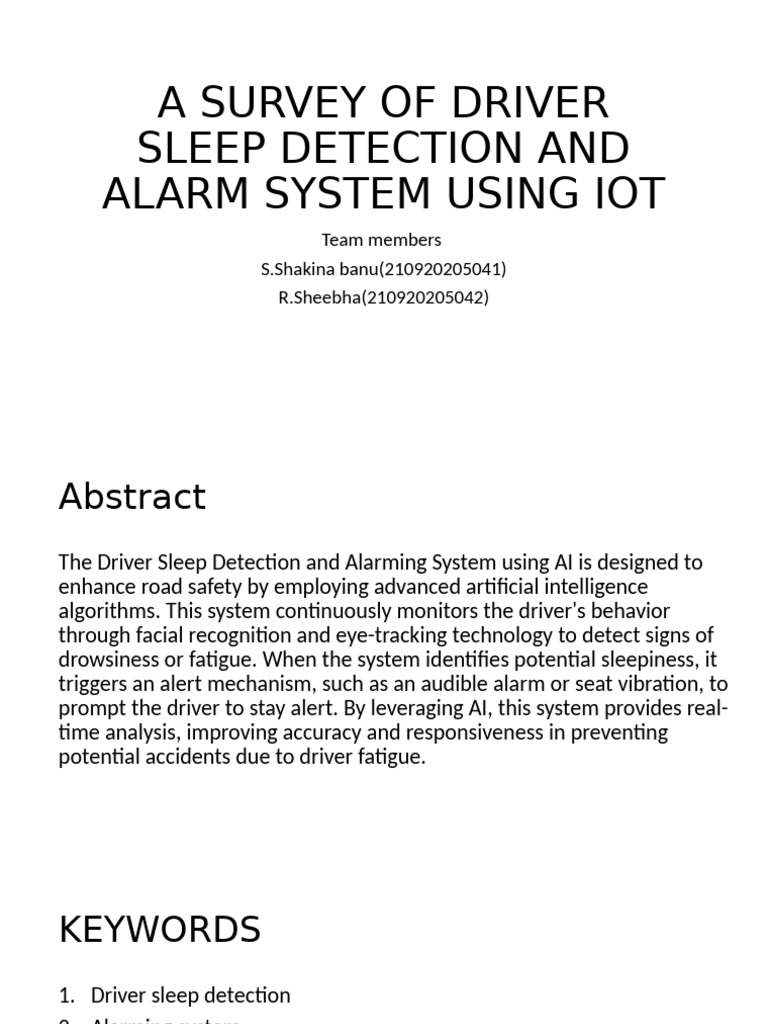 Driver Sleep Detection and Alarm System Using Ai | PDF