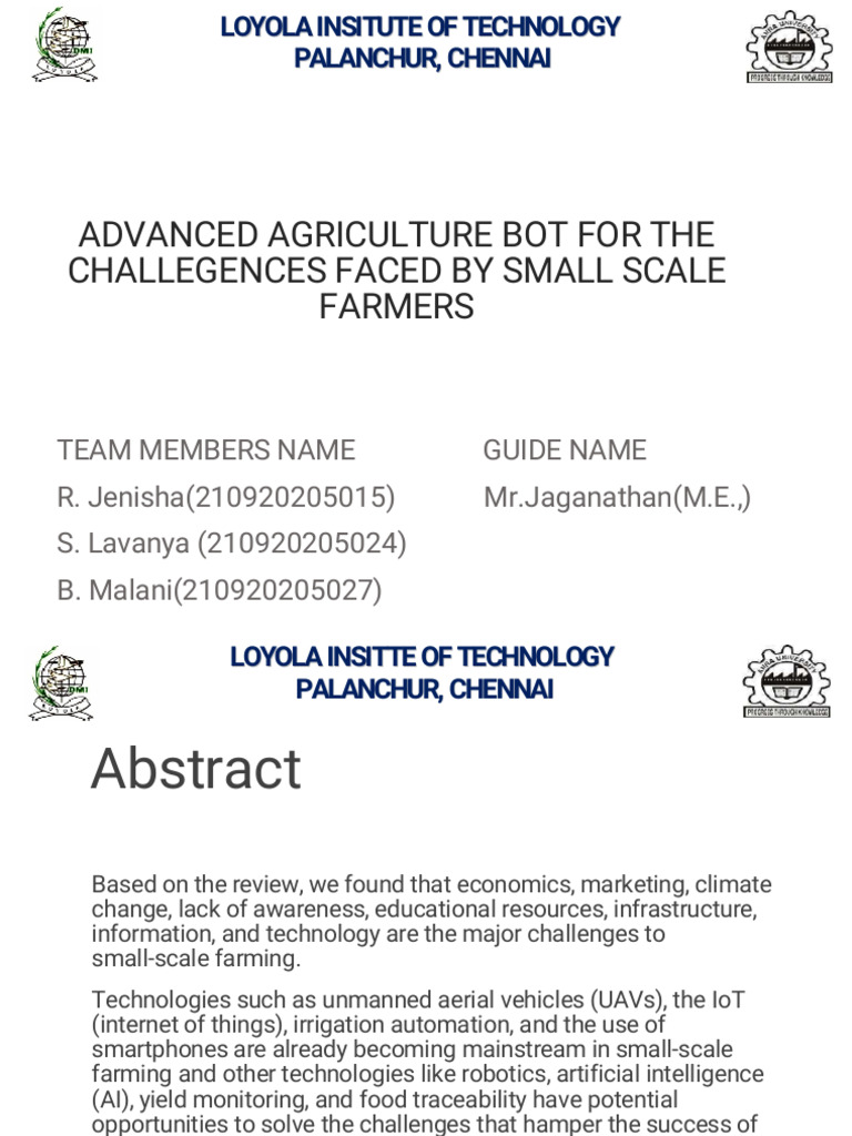 Advanced Agriculture Bot For The Challegences Faced by Small Scale ...