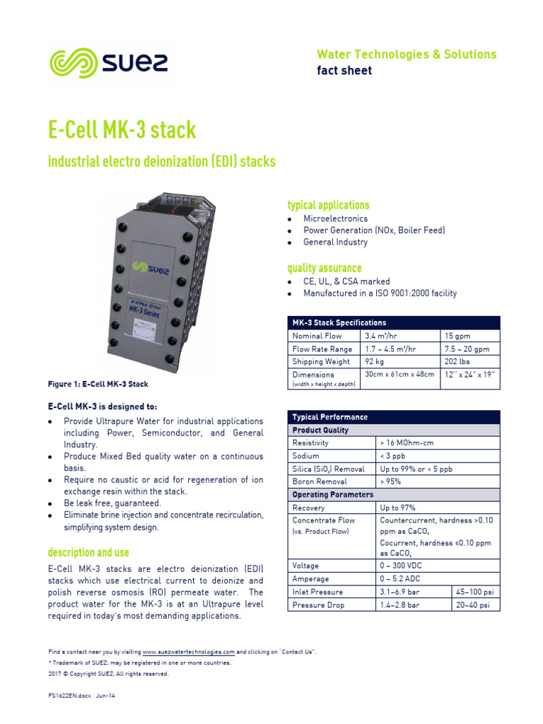 E-Cell MK-3 EDI Stack Overview | PDF | Purified Water | Electricity