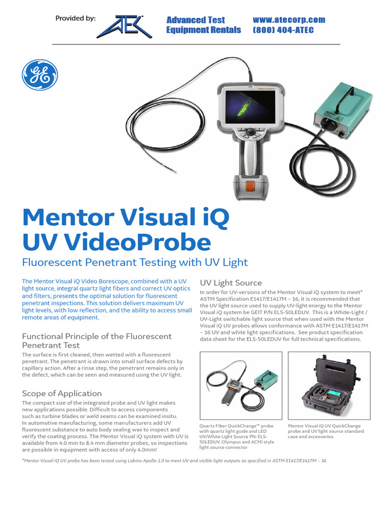 Mentor Visual Iq Uv Videoprobe 6 1 MM X 3 M | PDF | Ultraviolet ...
