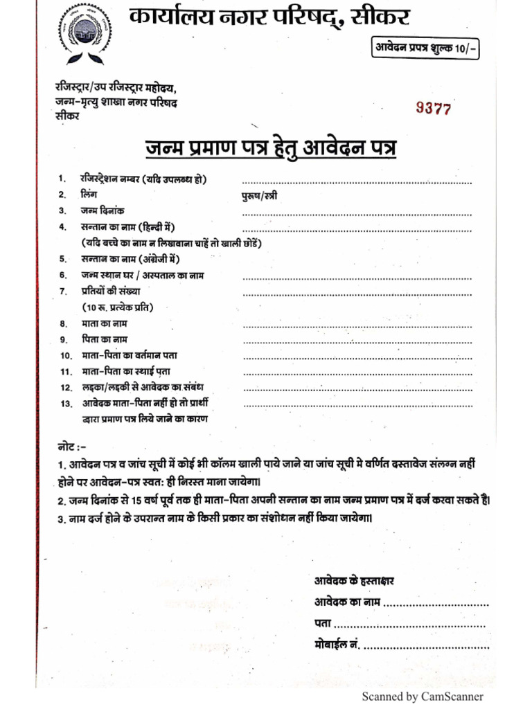 Birth Certificate Form1 | PDF