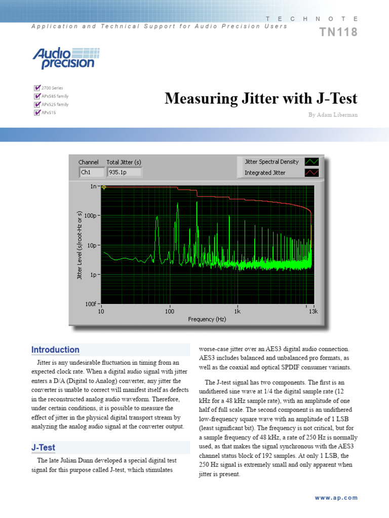TN-118 Measuring Jitter With J-Test | PDF | Sampling (Signal Processing ...