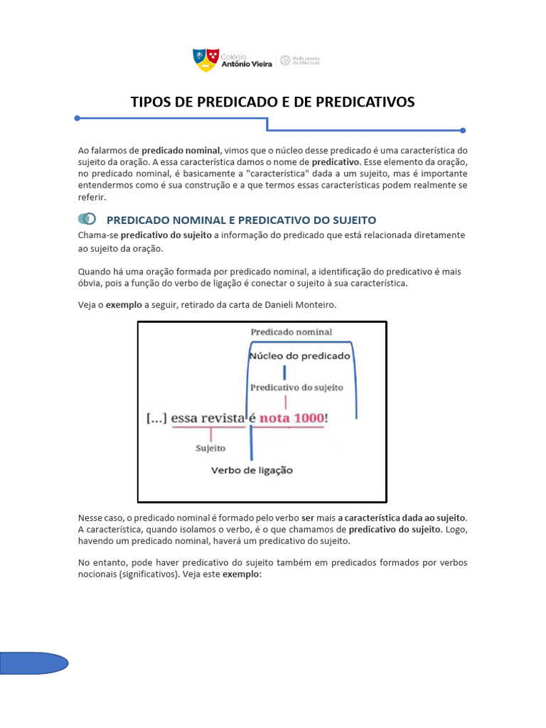 Estrutura Do Predicado Verbo-Nominal | PDF | Assunto (gramática ...