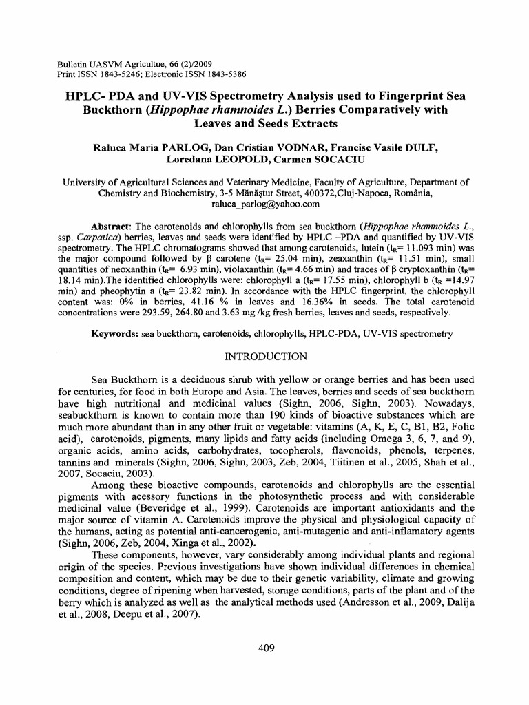 2009 Parlog A Kol. HPLC Spectrometry Analysis | PDF